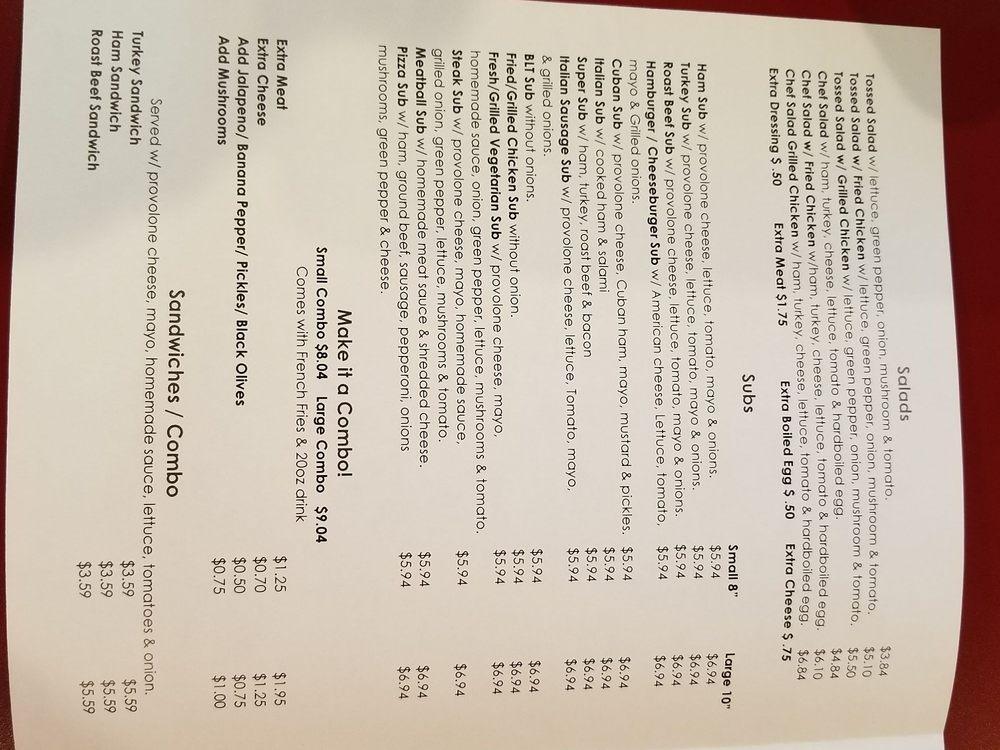 Menu at Steve's Pizza & Hot Subs pizzeria, Carthage