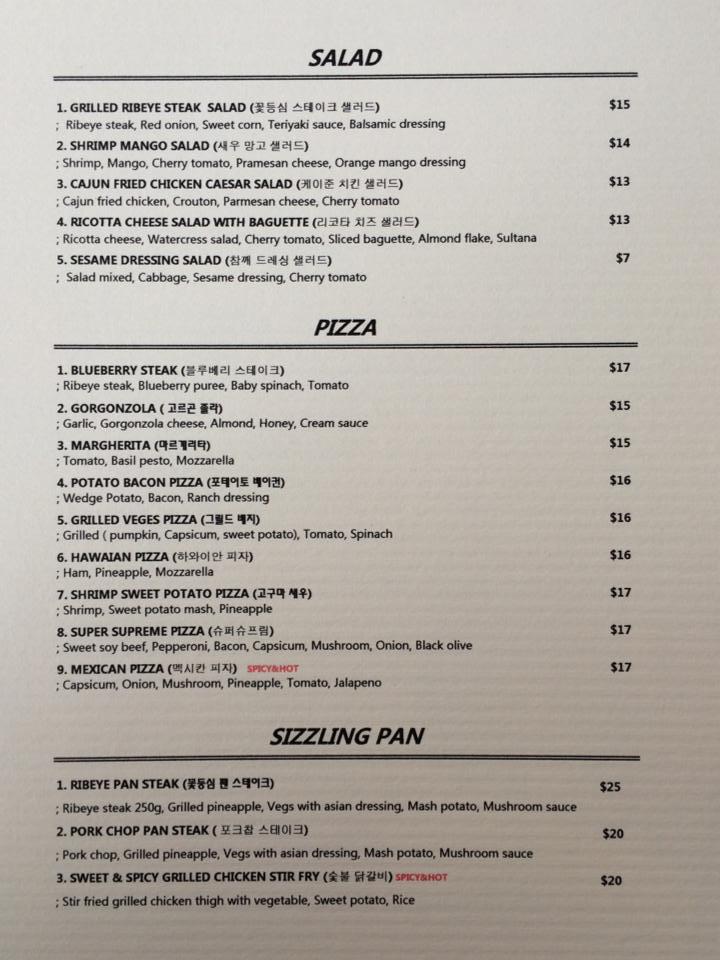 Menu at Cafe 928, Southport