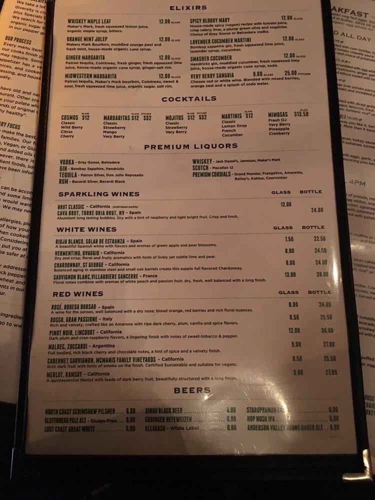 Menu at Hugo's Restaurant, West Hollywood