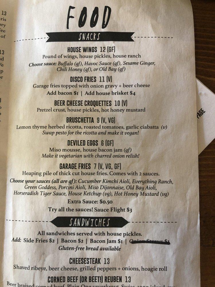 Menu at Nepenthe Brewing Co. restaurant, Baltimore
