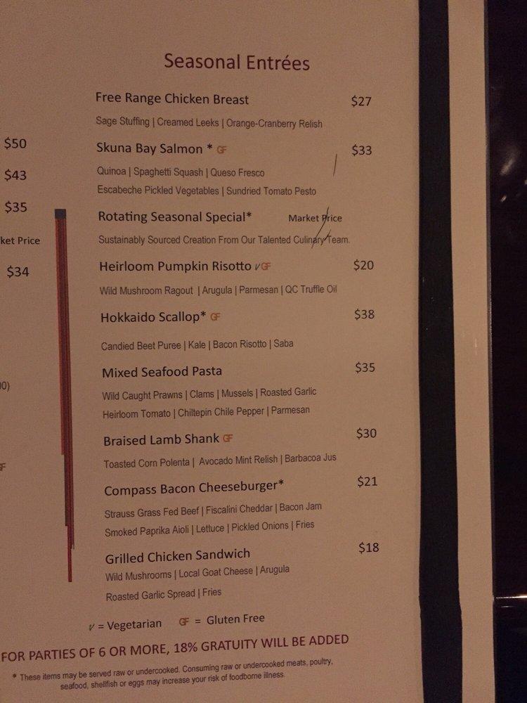 Menu at Compass pub & bar, Phoenix, Hyatt Regency Phoenix