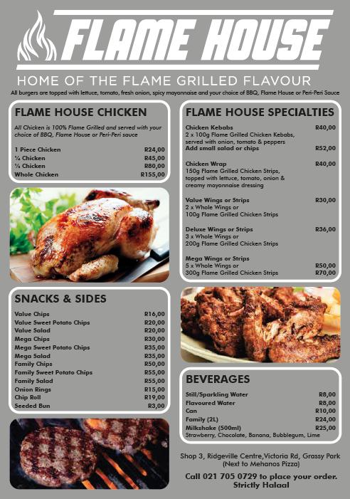 Menu at Grill House restaurant, Cape Town, 31 Victoria Rd