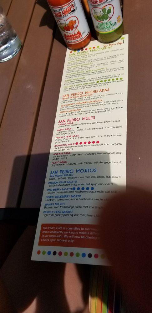 Menu at San Pedro Cafe, Hudson