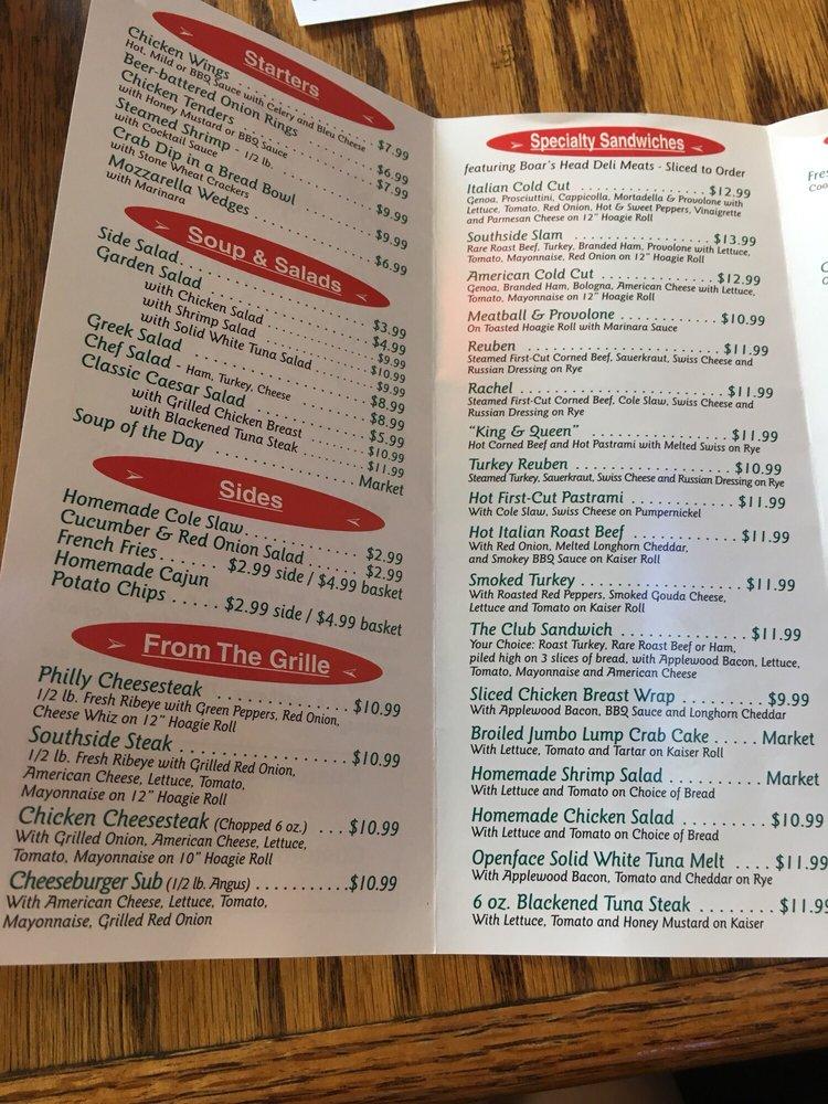 Menu at Southside Grille & Deli restaurant, Ocean City