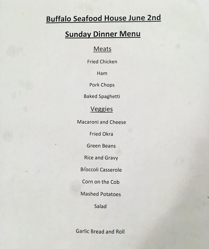 Menu at Buffalo Seafood House restaurant, Buffalo