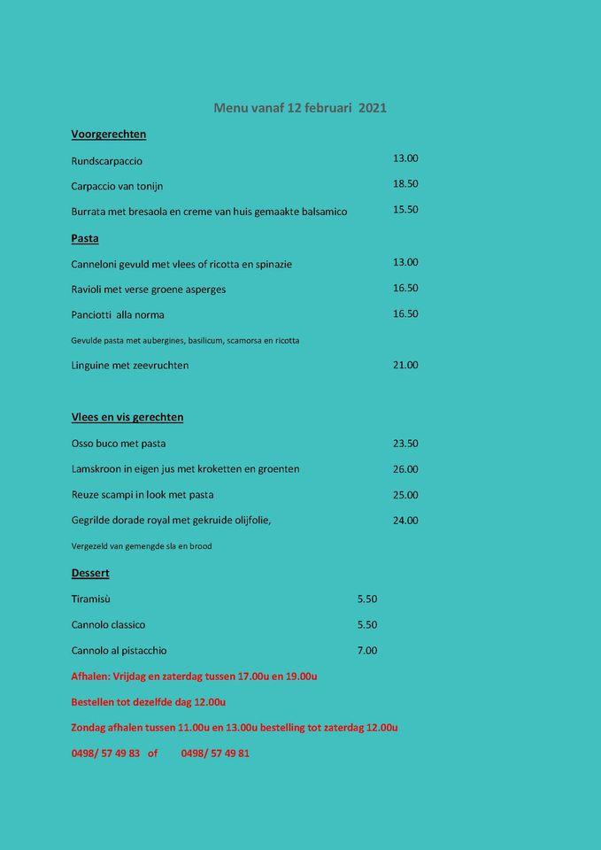 Menu at Carletto, Bornem