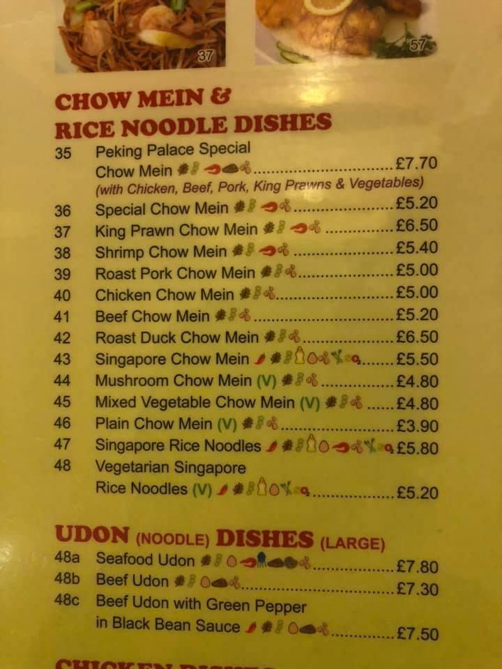 Menu at The Peking Palace fast food, Swanscombe