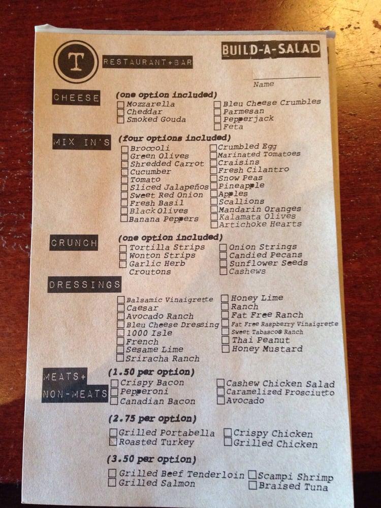 Menu at The Tavern Grill restaurant, Blaine