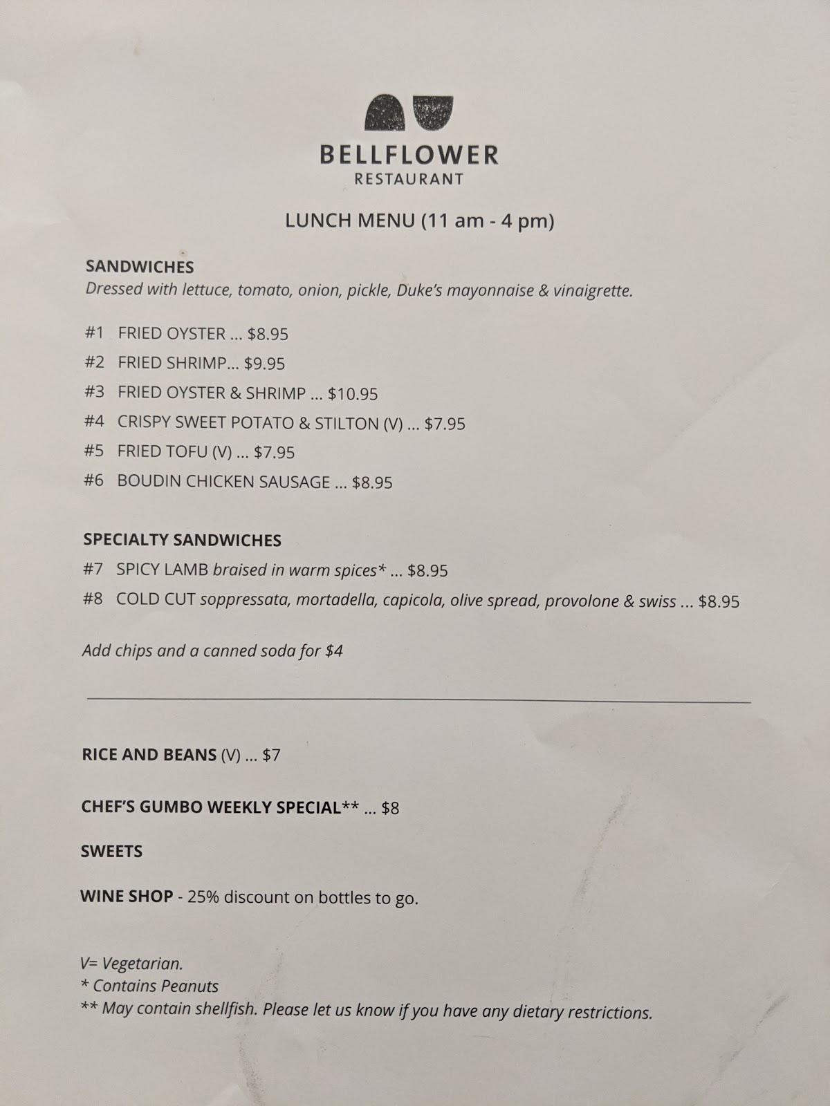 Menu at Bellflower pub & bar, Ypsilanti