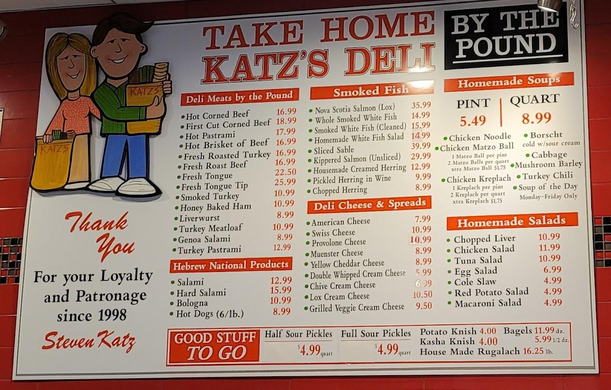 Menu at Katz's Deli Restaurant, Woodbridge