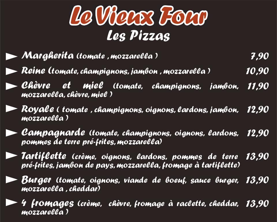 Menu at Le Vieux Four pizzeria, Bréville, 2 rue du four
