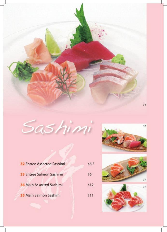 Menu at WA restaurant, Bondi Junction