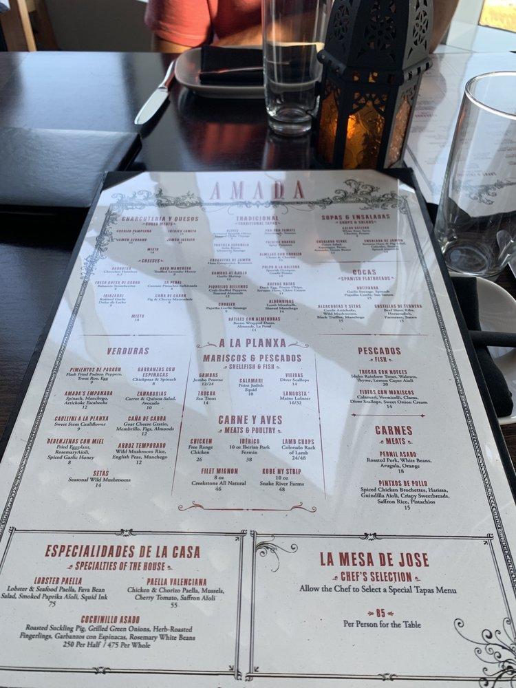 Menu at Amada pub & bar, Atlantic City, Amada Restaurant