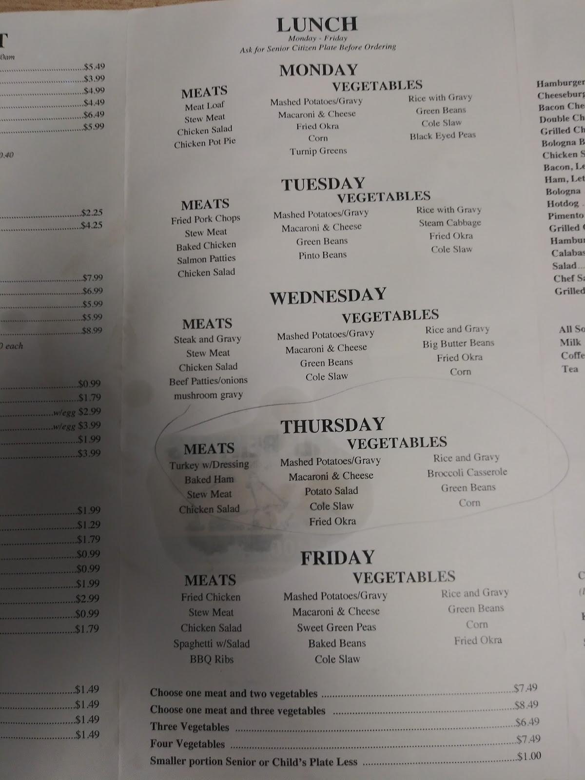 Menu at Brandi's Restaurant, Gaffney
