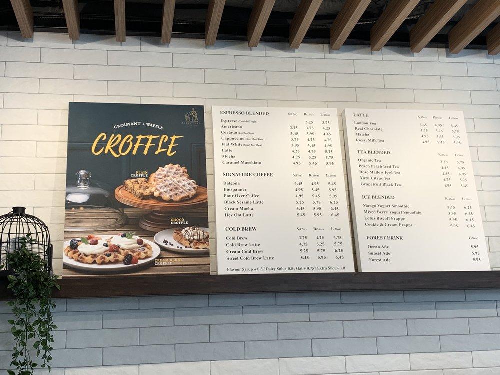 Menu at Forest Cafe, Toronto