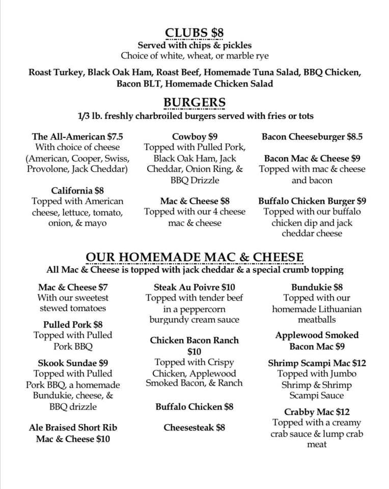Menu at M & M Sandwich Shop restaurant, Ashland