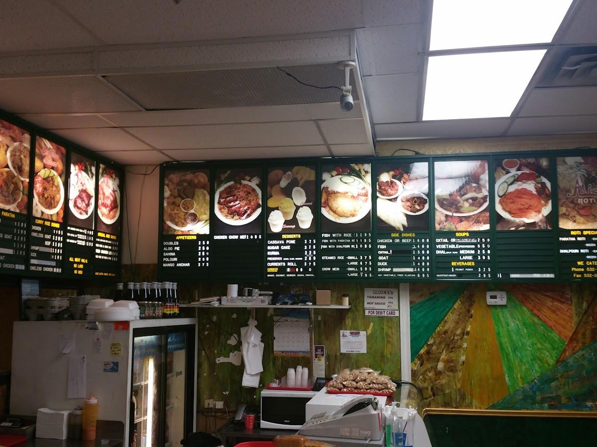 Carta del restaurante Ali's West Indian Roti Shop, Toronto
