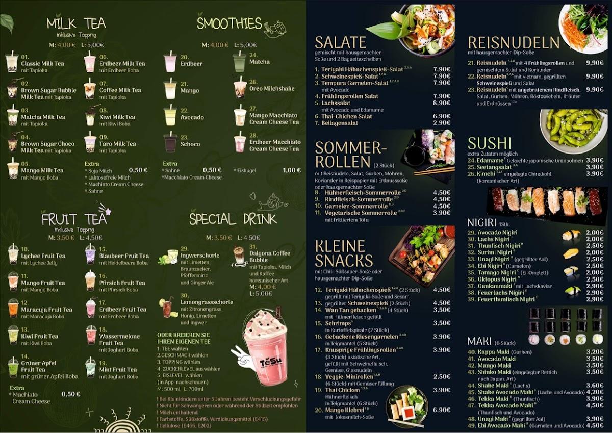 Menu at Bubble Tea & Sushi Bar TeSu, Deggendorf