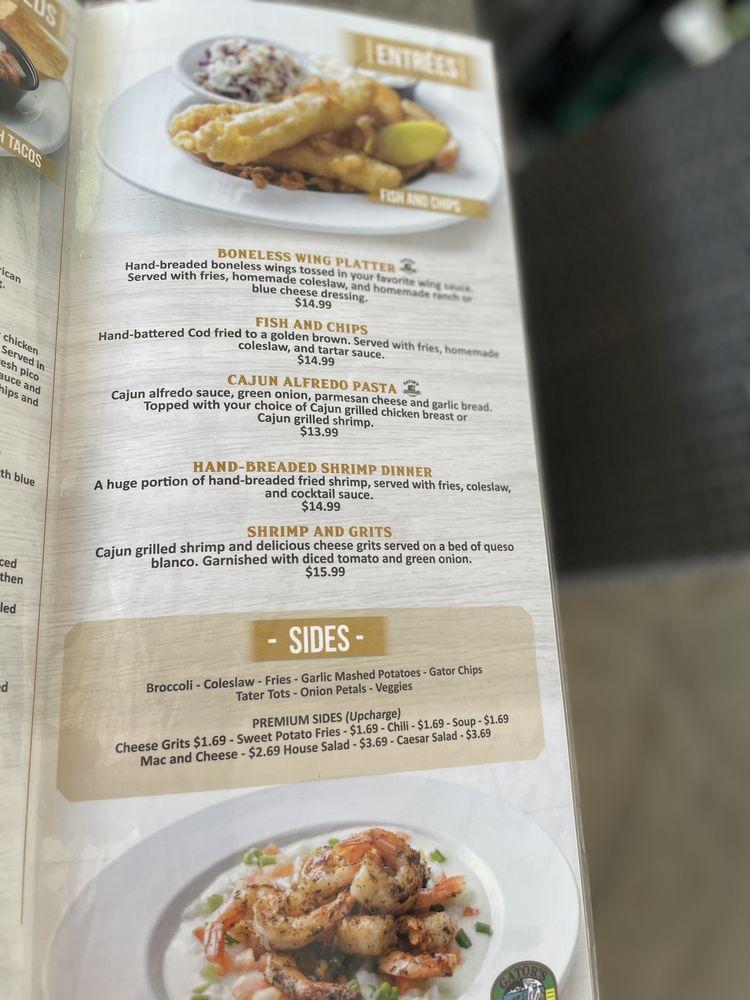 Menu at Gator's Dockside Ocala pub & bar, Ocala