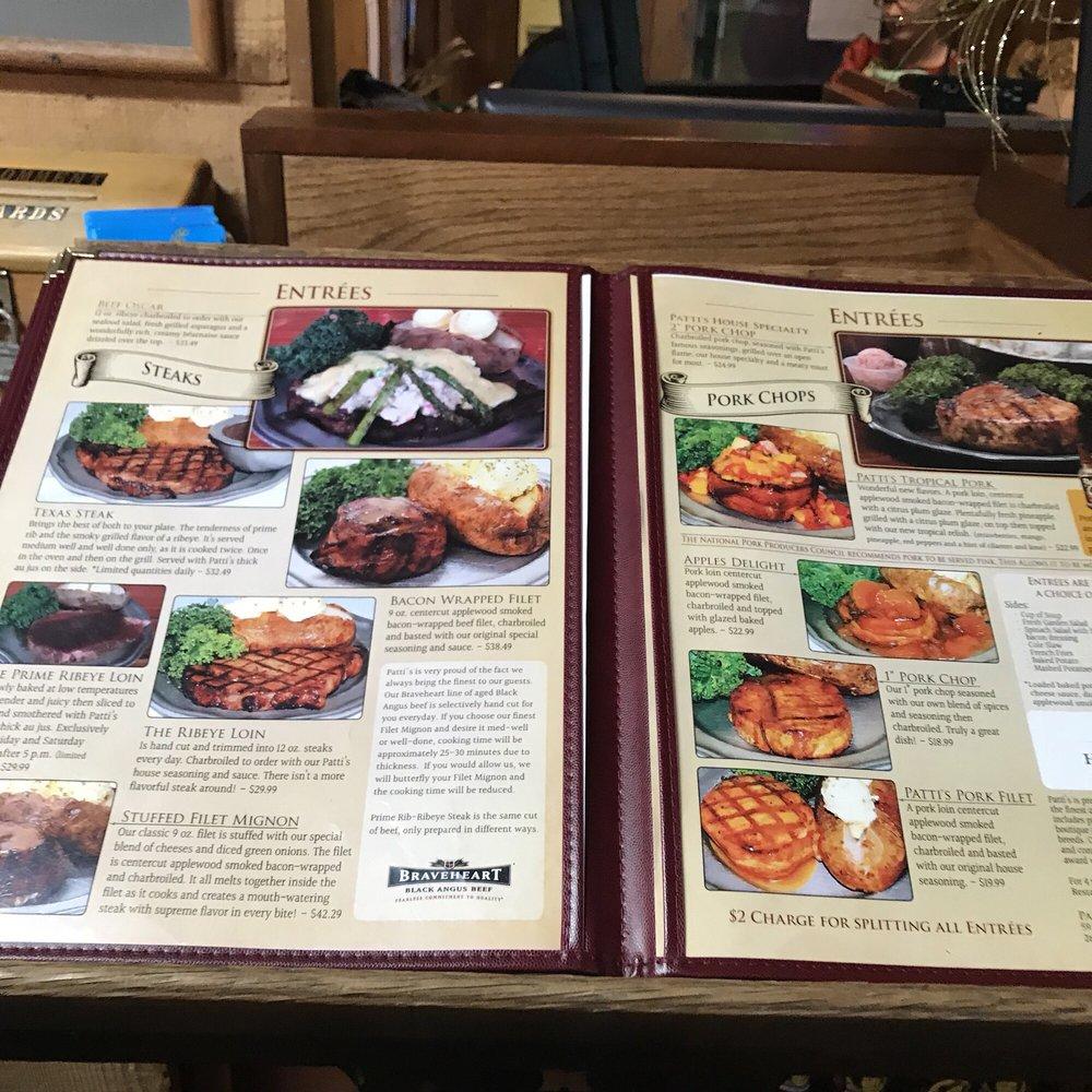Menu at Patti's 1880's Settlement restaurant, Grand Rivers