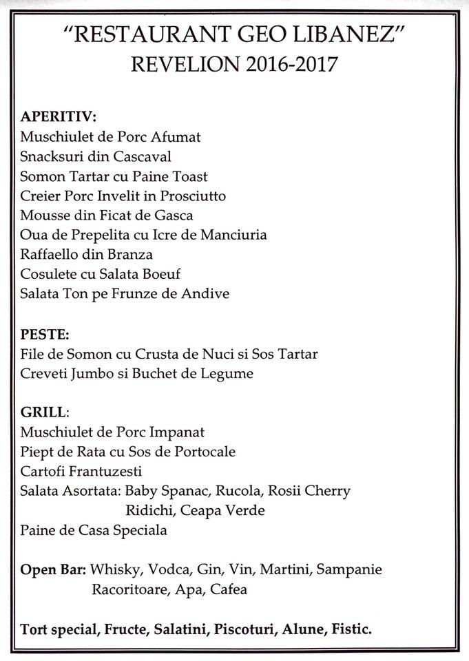 Menu at Restaurant GEO Libanezi, Oltenița