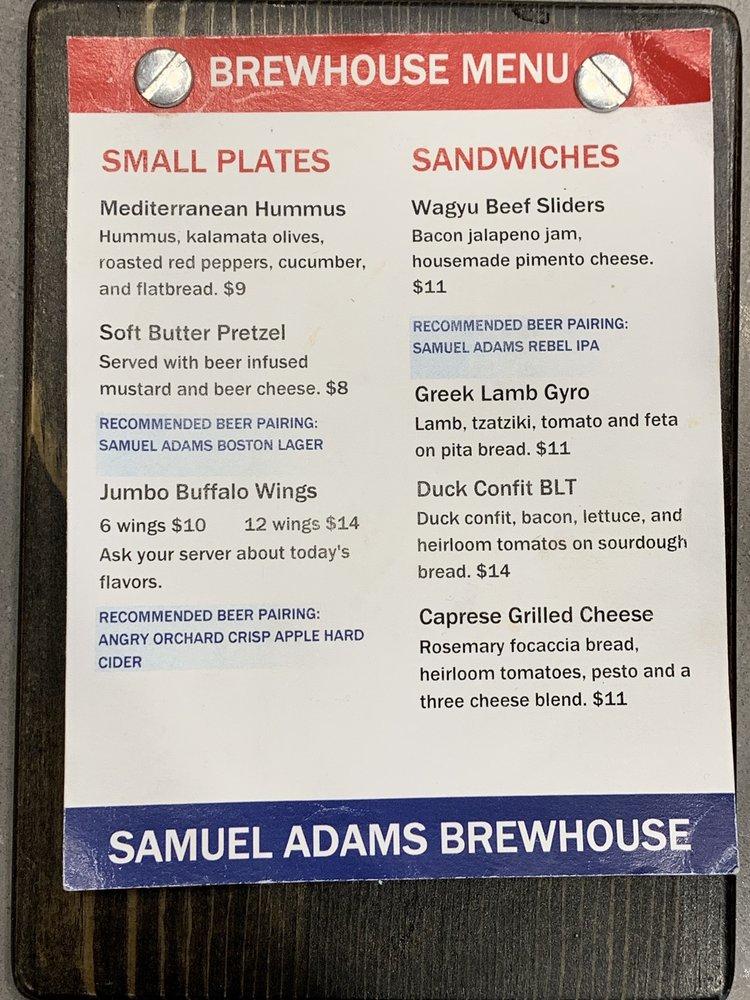 Menu at Samuel Adams Brew House pub & bar, North Charleston