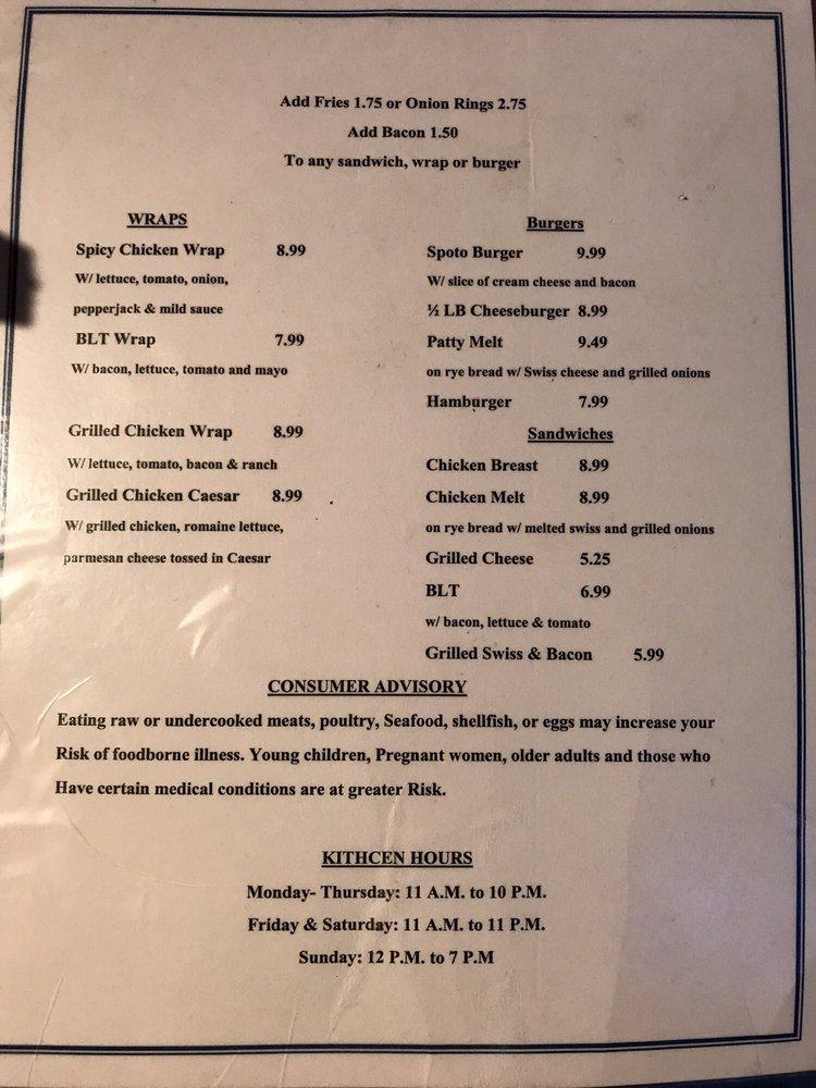 Menu at Spoto's Bar and Grill, South Euclid