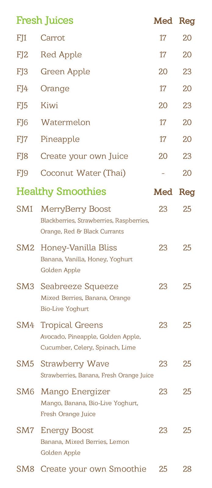 Menu at The Health Spot Café cafe, Dubai