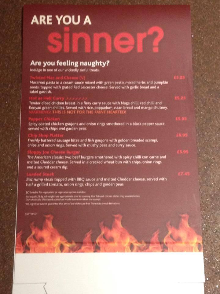 Menu at Reindeer Inn pub & bar, Mansfield
