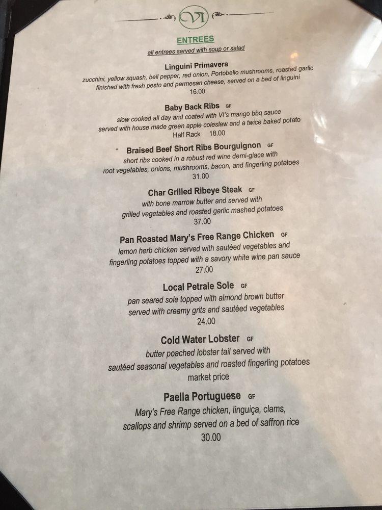 Menu at VI Restaurant, Ferndale