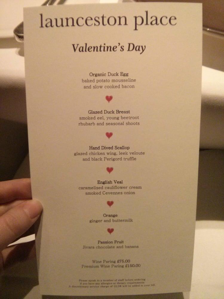 Menu at Launceston Place restaurant, London