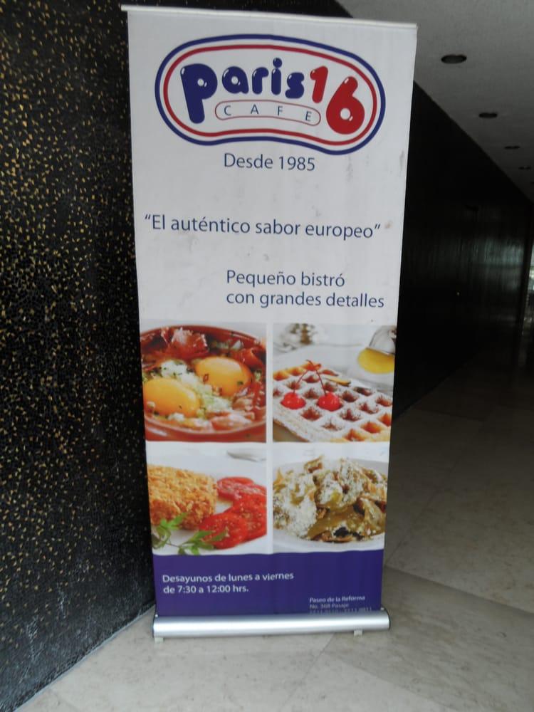 Menu at Paris 16 restaurant, Mexico City