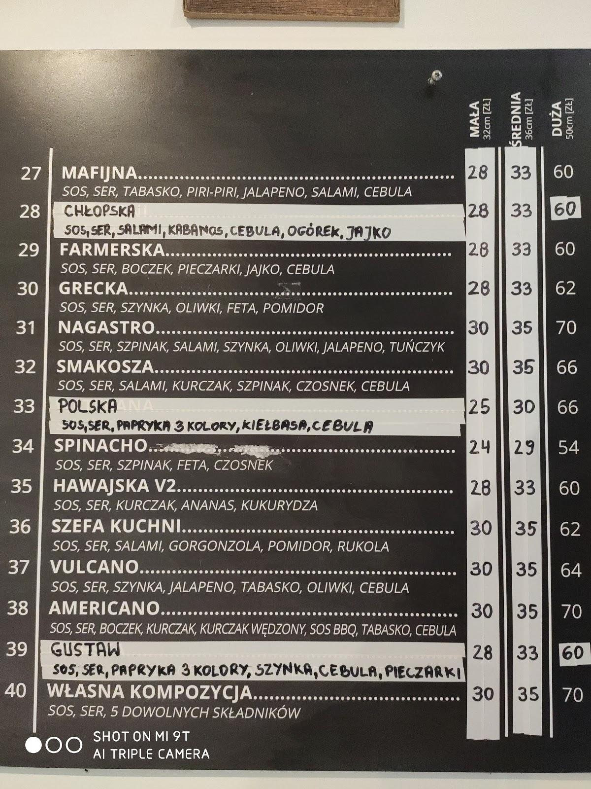 Carta del restaurante Pizza u Dedka, Jaworzyna Śląska