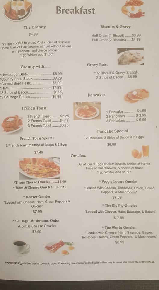 Menu at Two Seasons Cafe, Mesa