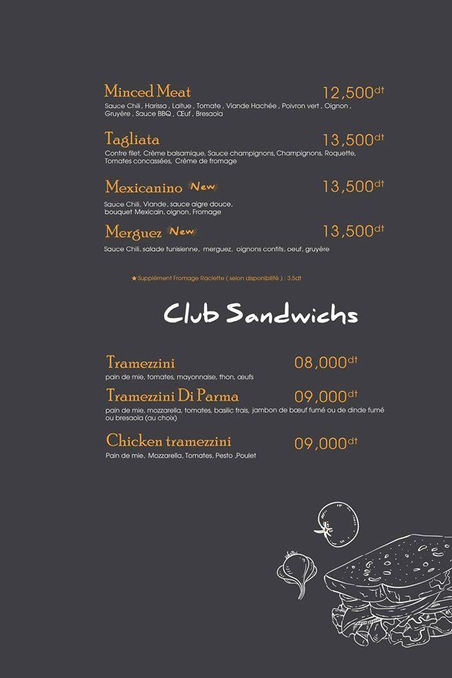 Menu at Wolf And Rabbit restaurant, Tunis, Rue Moheddine Klibi