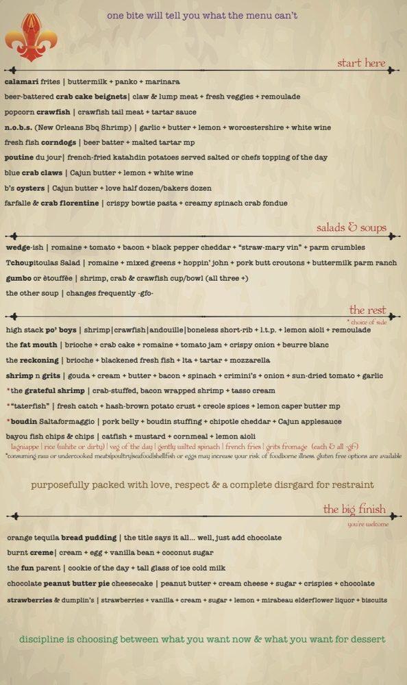 Menu at MudBugs - A Cajun Joint pub & bar, Buda