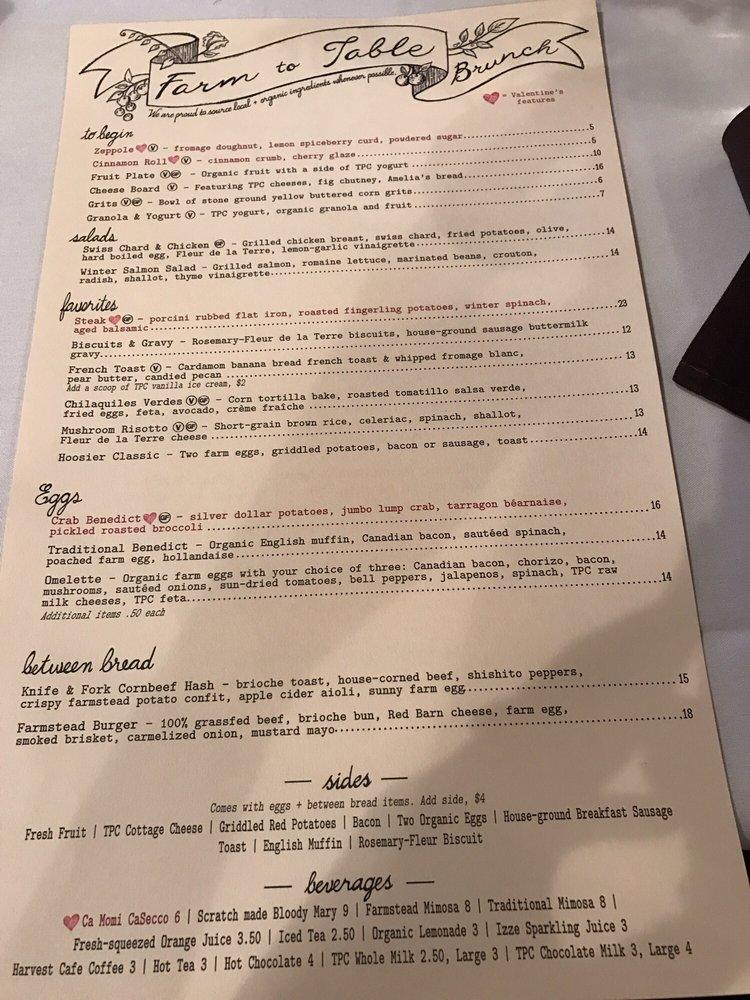 Menu at Traders Point Creamery restaurant, Zionsville, Moore Rd