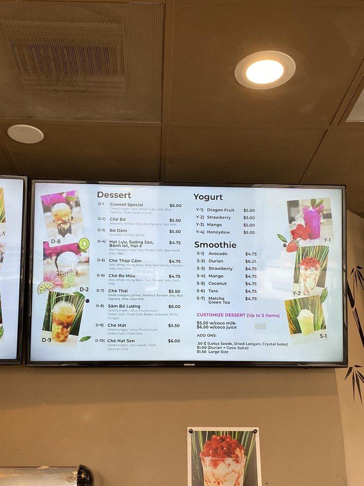 Menu at BAMBŪ Desserts & Drinks, Sacramento