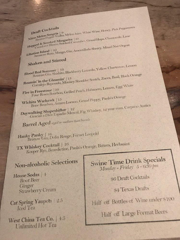 Menu at Barley Swine, Austin, Burnet Rd #400