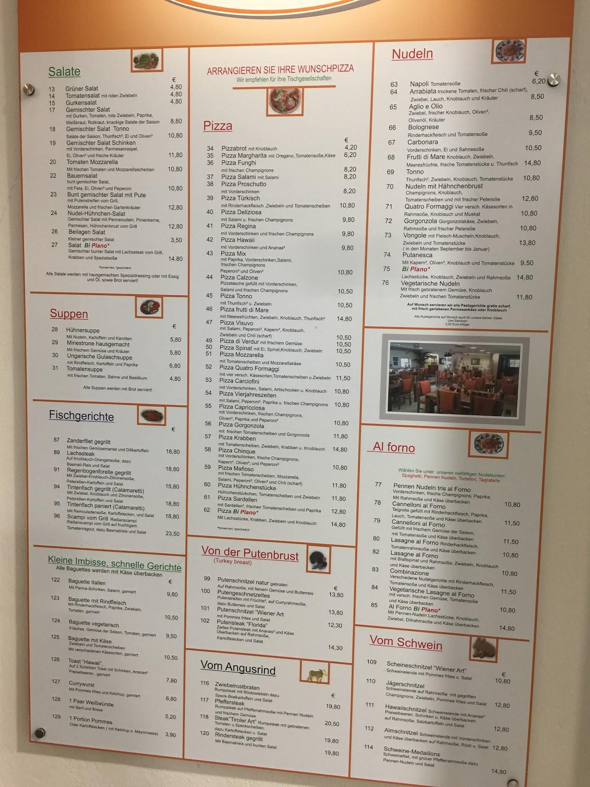 Speisekarte von Biplano restaurant, Passau
