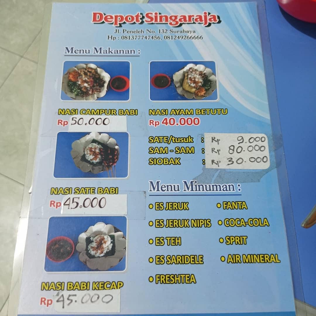 Menu at Depot Singaraja Pak Gede restaurant, Surabaya