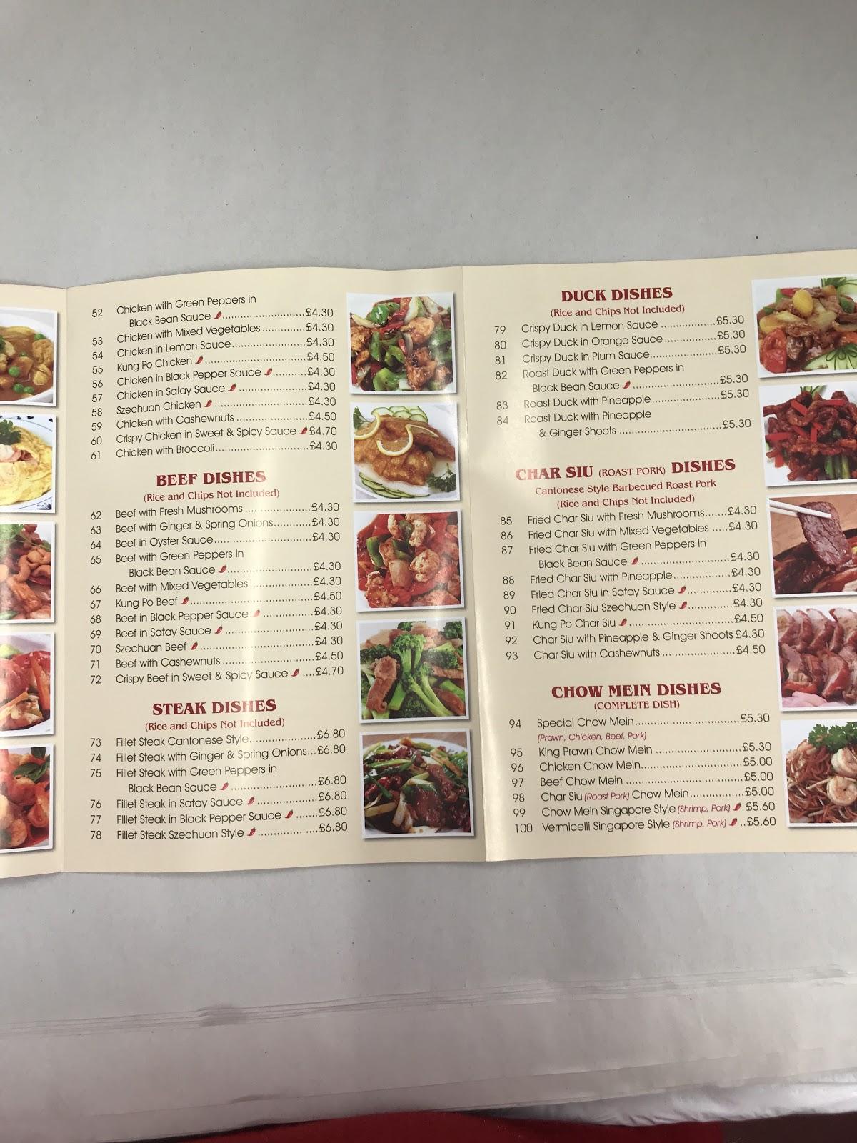 Menu at East Cook fast food, Manchester