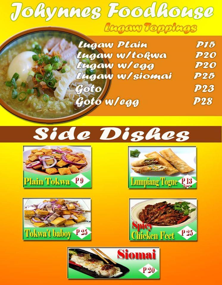 Menu at Johynnes FoodHouse restaurant, Tarlac City