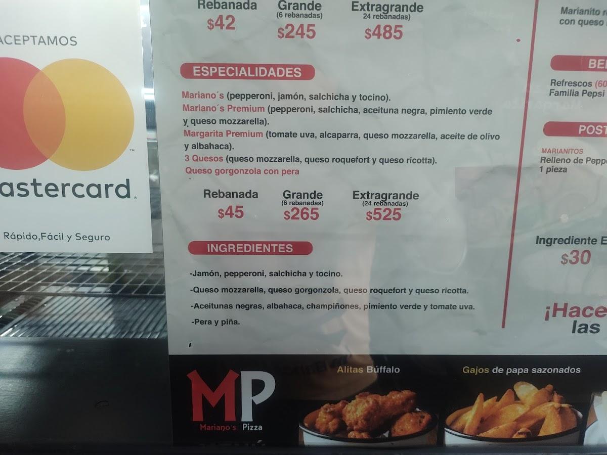 Carta del restaurante Mariano's Pizza, Ciudad del México, Av. San ...