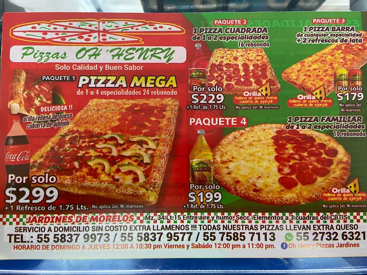 Carta del restaurante Pizzas Oh Henry, Ecatepec, Jardines del Morelos ...