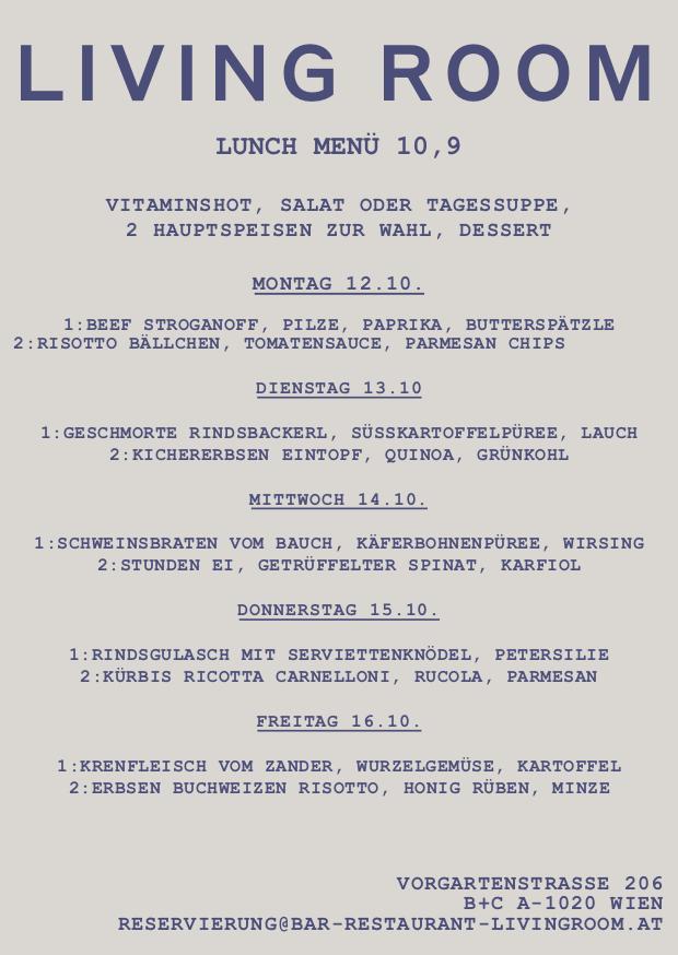 Speisekarte von Restaurant LIVING ROOM, Wien