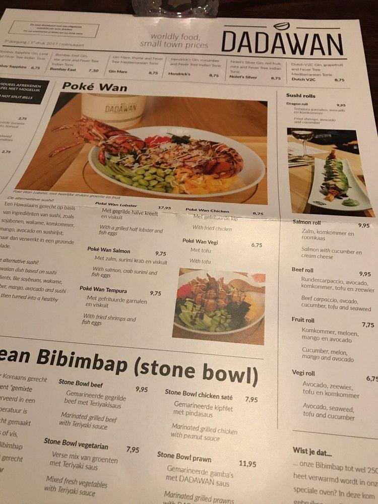 Menu at Dadawan Maastricht, Maastricht