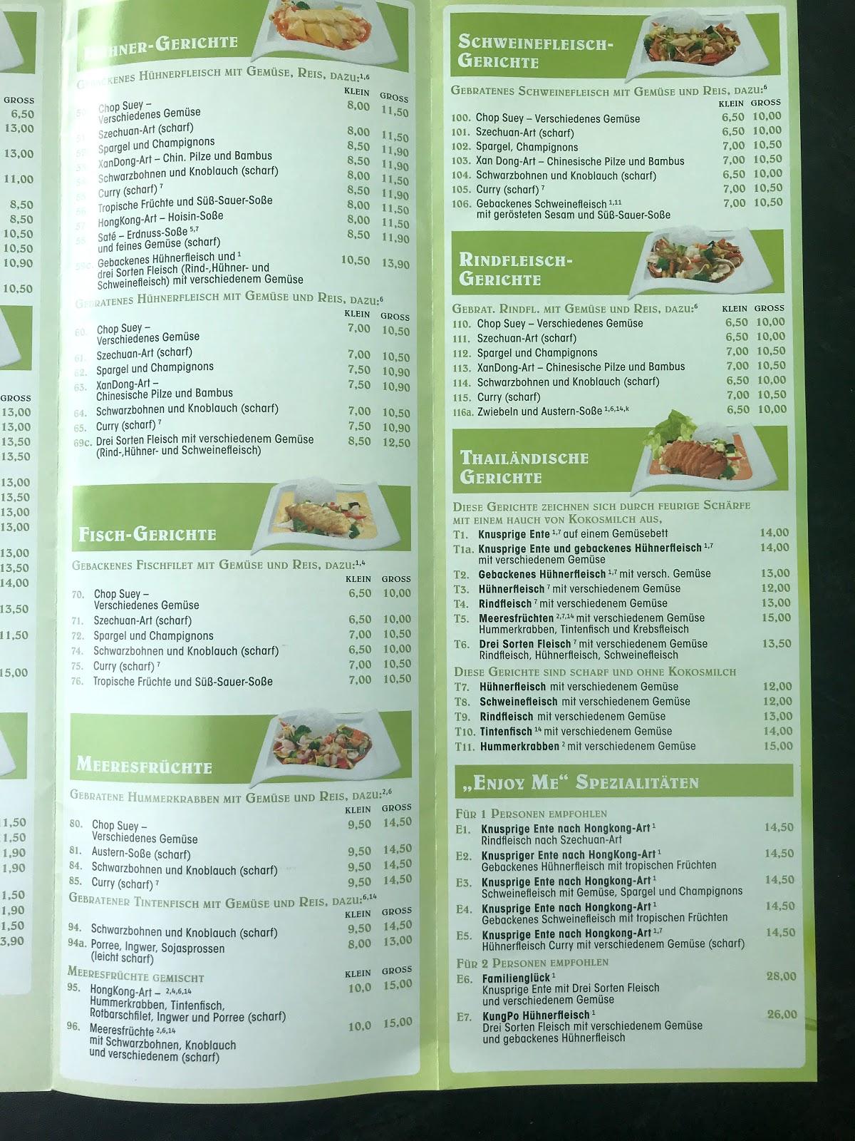 Carta de Enjoy Me Asia Restaurant in Einbeck, Einbeck