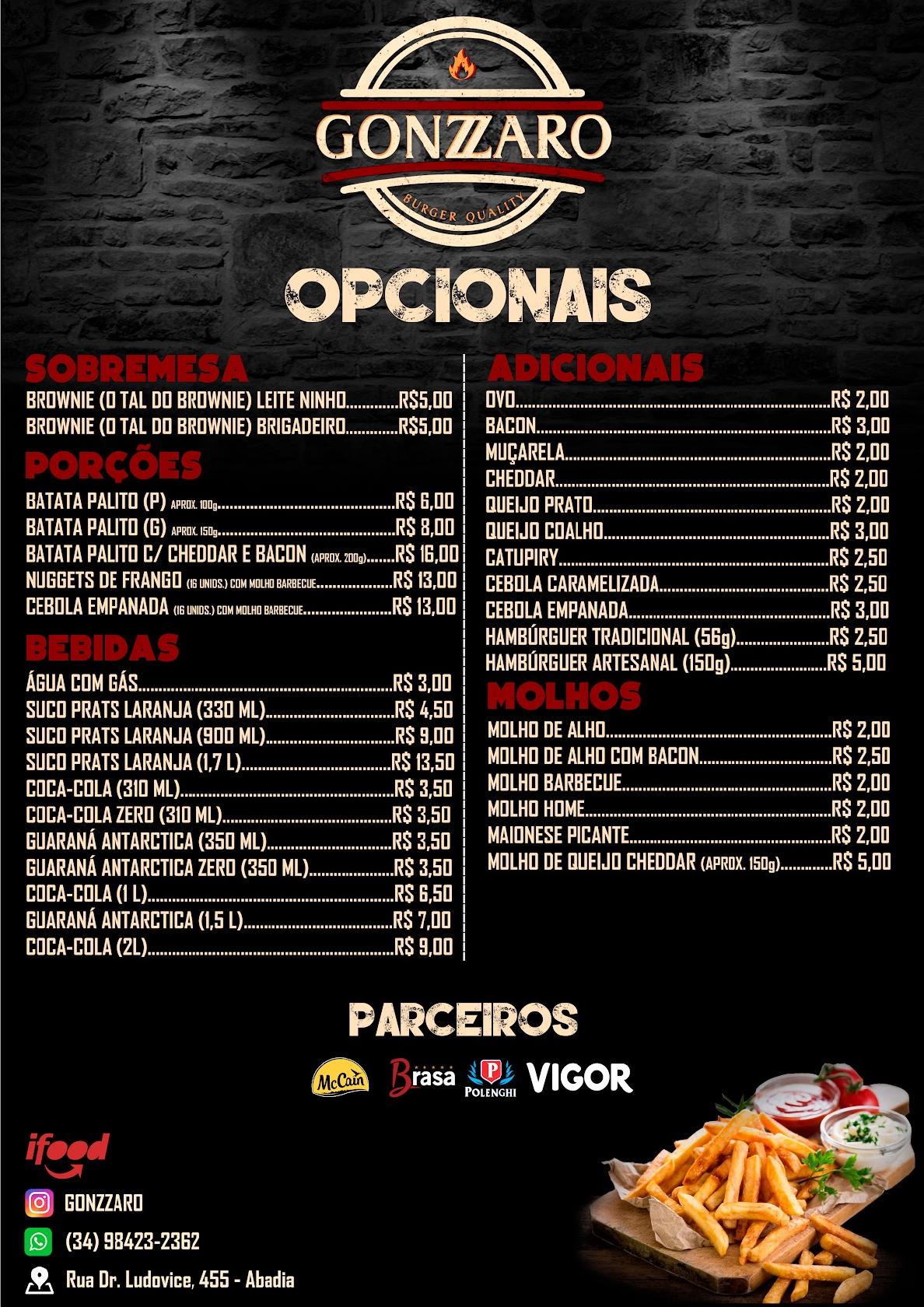 Menu at Gonzzaro Burger & Pizza restaurant, Uberaba