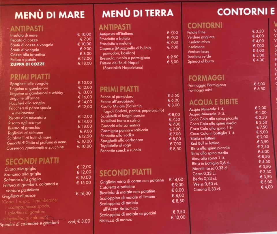 Menu da La Bella Regina Margherita ristorante, Modena, Viale G. Moreali